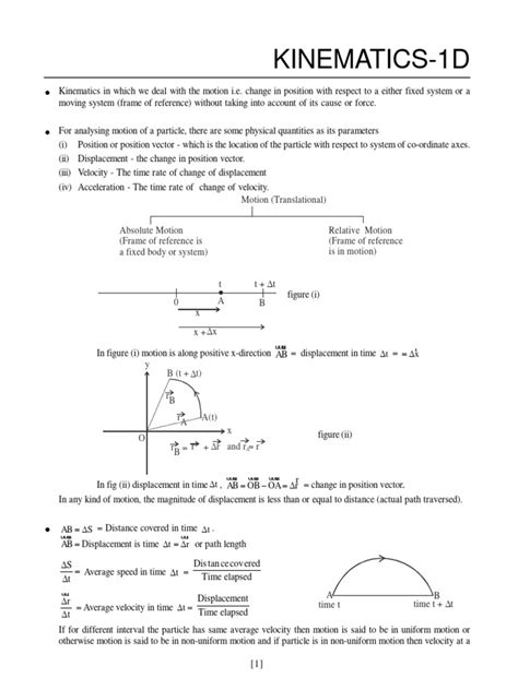 01 Kinematics Formula Pdf Kinematics Velocity