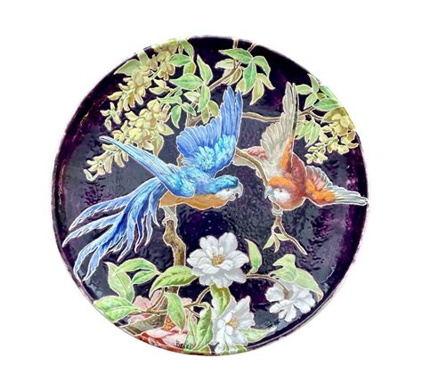 Proantic émile Belet Pour Sèvres Important Parrot Dish D 58 Cm