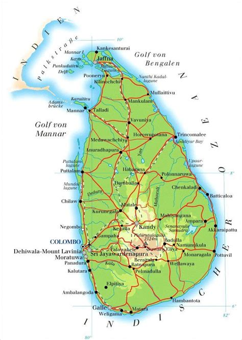 Colombo Sri Lanka Road Map Trincomalee Polonnaruwa Sri Lanka