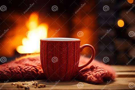 Caneca Embebida Numa Luva Vermelha Convidando A Tranquilidade Do Lado