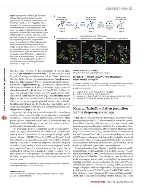 Pdf Mutationtaster2 Mutation Prediction For The Deep Sequencing Age