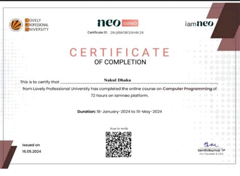 I Have Completed The Course Of C Programming Nakul Dhaka