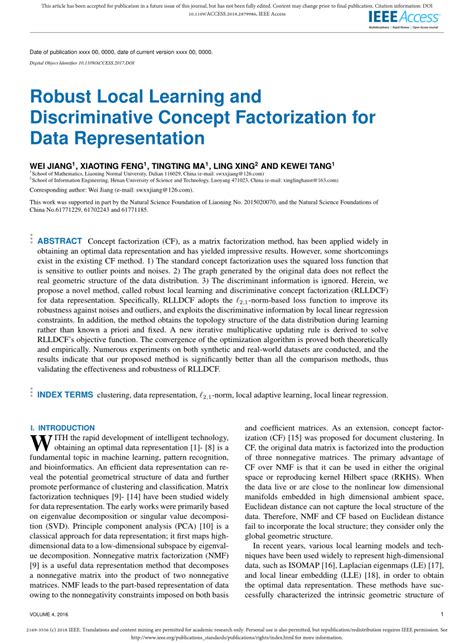 PDF Robust Local Learning And Discriminative Concept Factorization For Data Representation
