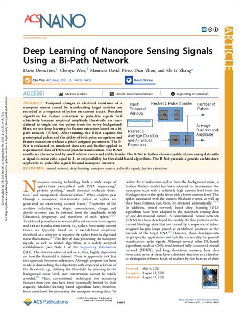 Pdf Deep Learning Of Nanopore Sensing Signals Using A Bi Path Network