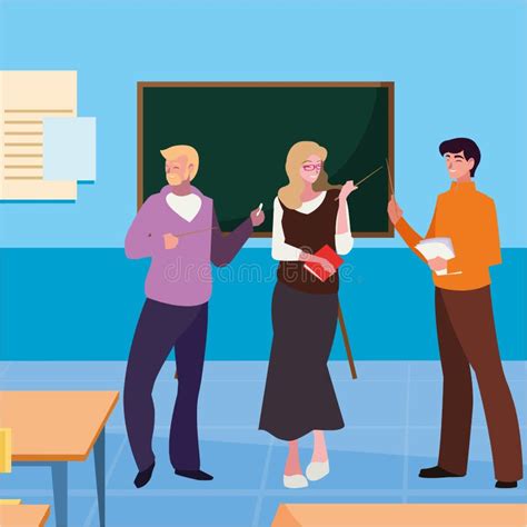 Teachers Group In The Classroom Characters Stock Illustration