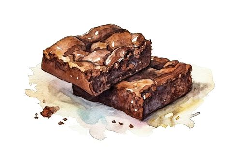 Premium Ai Image Watercolor Drawing Brownies On White Background