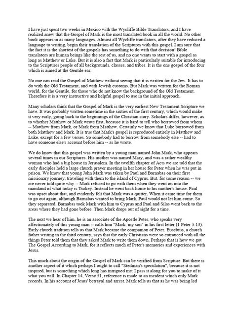 Mark 1 1 8 A Pdf Gospel Of Mark Forgiveness