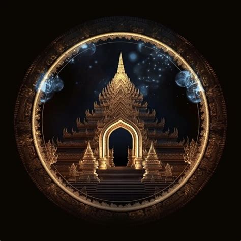 Premium Ai Image A Gold And Silver Circle With A Temple In The Middle