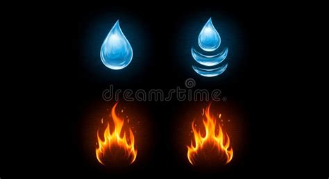 Four Element Icons Earth Water Fire And Air On Clean Background Stock Illustration