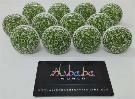 Green And White Ceramic Knobs Ceramic Door Knobs Kitchen Etsy