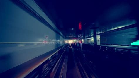 An Appearance From The Front Of The Shuttle Train Moving In Tunnel
