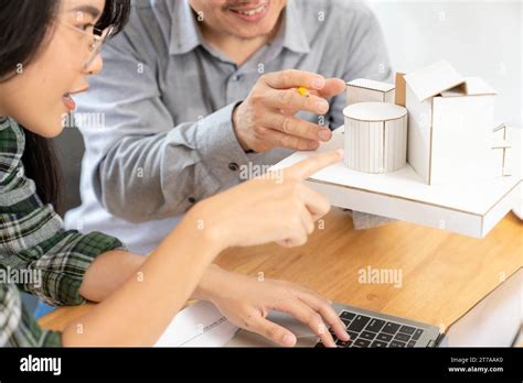 Architect Engineer Working Design A Modern House Concepts Of Building
