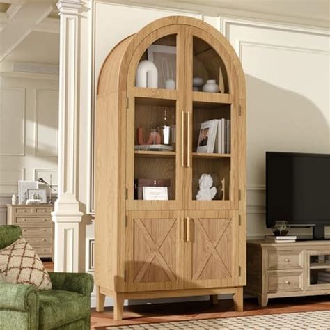Modway Evie Arched Display Cabinet In Black Oak Modern