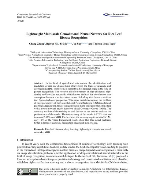 Pdf Lightweight Multi Scale Convolutional Neural Network For Rice Leaf Disease Recognition