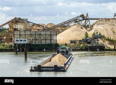 Sand Quarry And Waterways Transportation Of The Sand River Transport