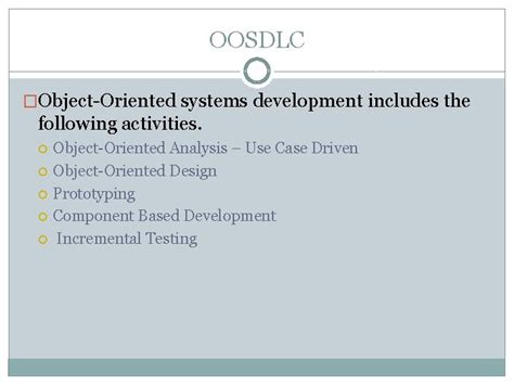 object oriented system development life cycle software development
