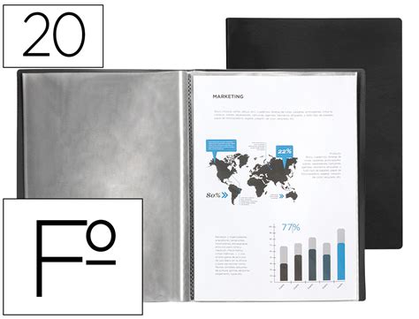 Pasta Portfólio Fólio 20 Bolsas Catálogo Capa Flexível Preta