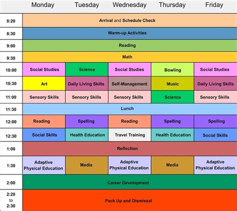 Middle School Schedule Template Awesome Class Schedule