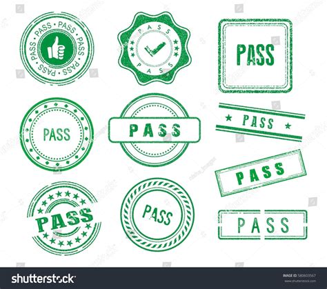 Set Various Pass Stamps Stock Vector Royalty Free 580603567