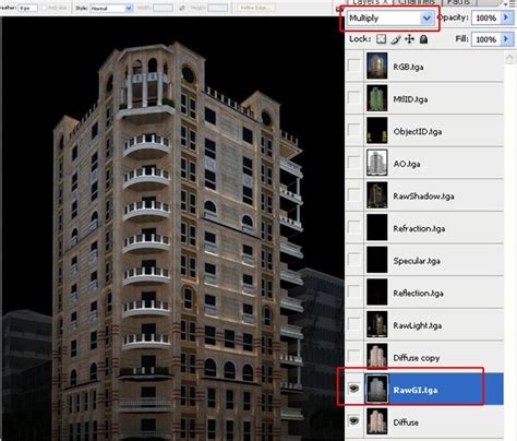 Compositing Vray Render Layers In Photoshop Photoshop Photoshop Rendering Photoshop Design