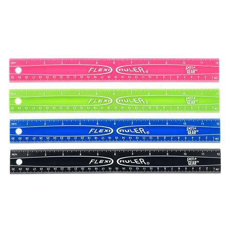 Pengear Flexi Ruler Plastic Ruler Assorted Colors 12 Assorted