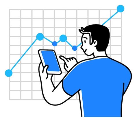 Premium Vector Analyzing Growth Man With Tablet And Chart