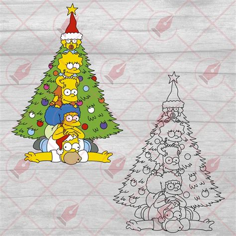 The Simpsons Christmas Tree Digital File Set Svg Png Eps  For Cricut Silhouette And