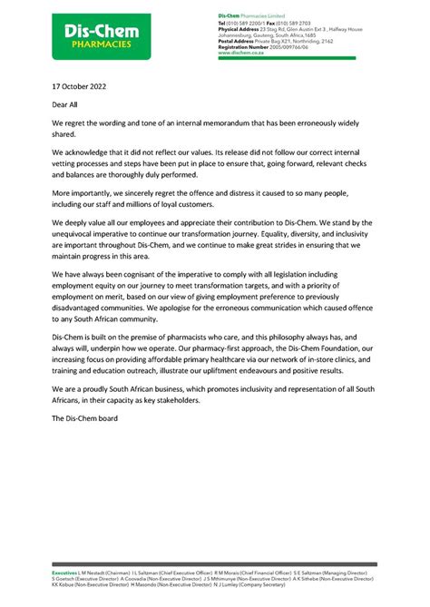 Dis Chem On Twitter Important Communication From The Dis Chem Board