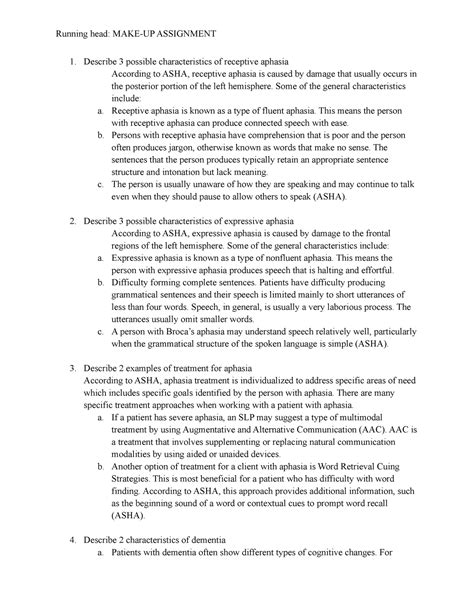 Csd333 Make Up Assignment Running Head Make Up Assignment Describe 3