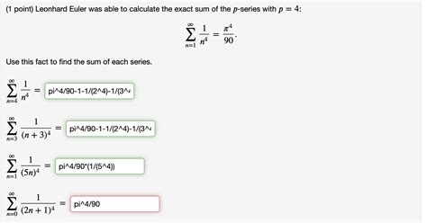 solved 1 point leonhard euler was able to calculate the