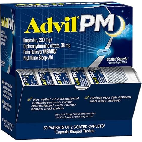 Advil Pm Caplets Box 50 2 Convenient Club