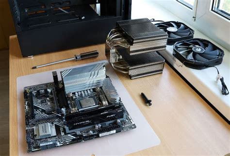 Assembling New Modern Computer Details For Installation Are On Table