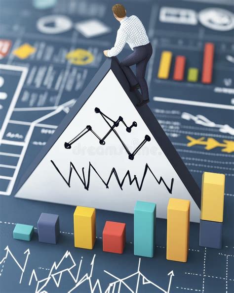 A Man Is Climbing A Triangle Made Of Stacked Cubes Stock Image Image Of Increase Businessman