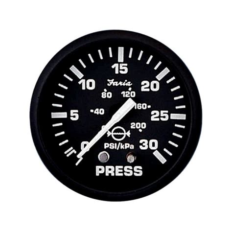 Faria Beede Instruments® Euro Series Black Dial Black Aluminum Bezel 2 06 In Dash Mount Gauge