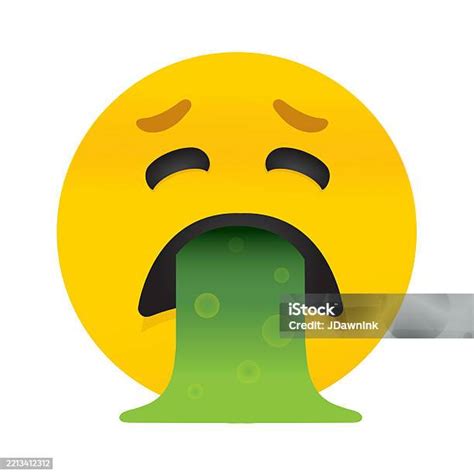 Cute Social Media Vomit Gross Emoji Icon On White Background Stock
