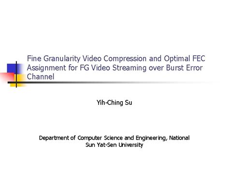 Fine Granularity Video Compression And Optimal Fec Assignment
