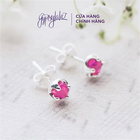 Bông Tai Đá Ruby Hồng Gypsylala