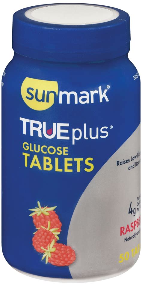 Sunmark Trueplus Glucose Tablets Raspberry 10 Tablets 6 Pack
