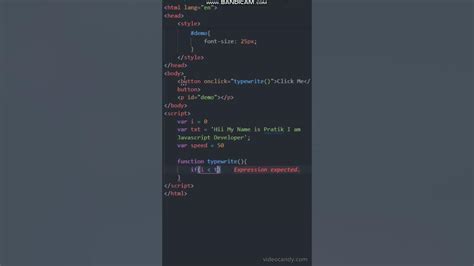 Javascript Typing Effect Javascript Html Css Youtube