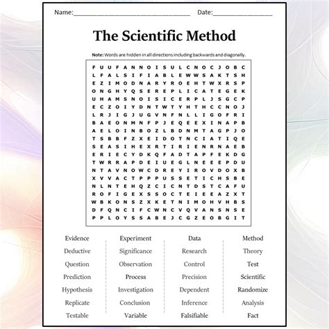 Scientific Method Word Search Vocabulary Scientific Thinking