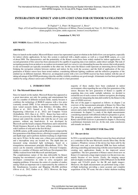 Pdf Integration Of Kinect And Low Cost Gnss For Outdoor Navigation