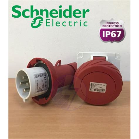Jual Industrial Plug Socket Panel Mounted Schneider Ip67 4pin 32a 380