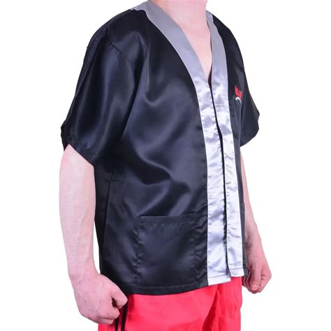 Black Boxing Cornerman Jacket With Polyester Silk Satin Quality