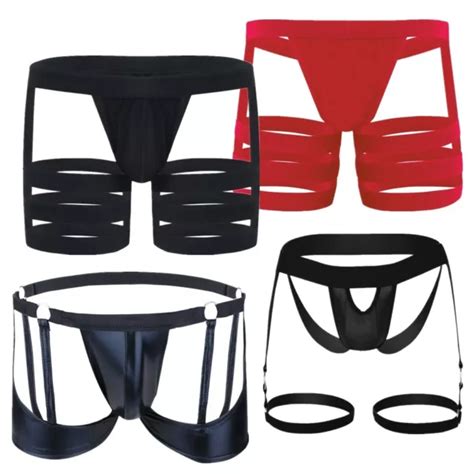 Sexy Mens Open Butt Jock Strap Thong Boxers Briefs G String Garters