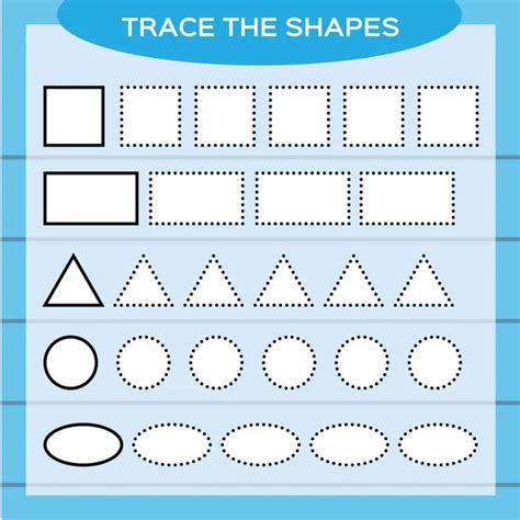 Different Shape Sizes Learning Basic Shapes Trace Draw Worksheet