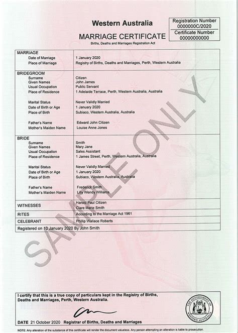 What Does A Marriage Certificate Look Like In Australia