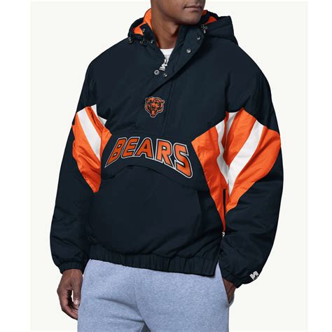Navy Chicago Bears Line Up Breakaway Crinkle Popover Pullover Jacket