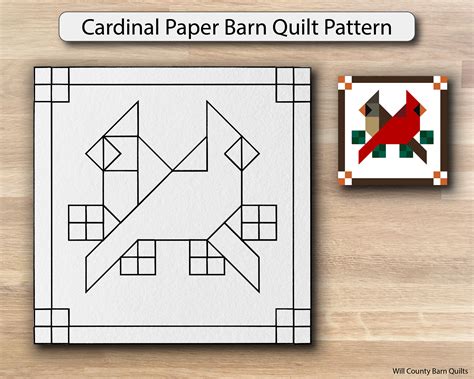 Cardinal Paper Printed Barn Quilt Pattern Sizes Worksheets Library