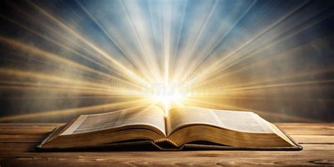 Open Holy Bible Illuminating Rays Of Light Generative Ai Stock Image