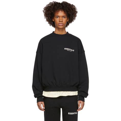 Essentials Black Pullover Crewneck Sweatshirt Essentials